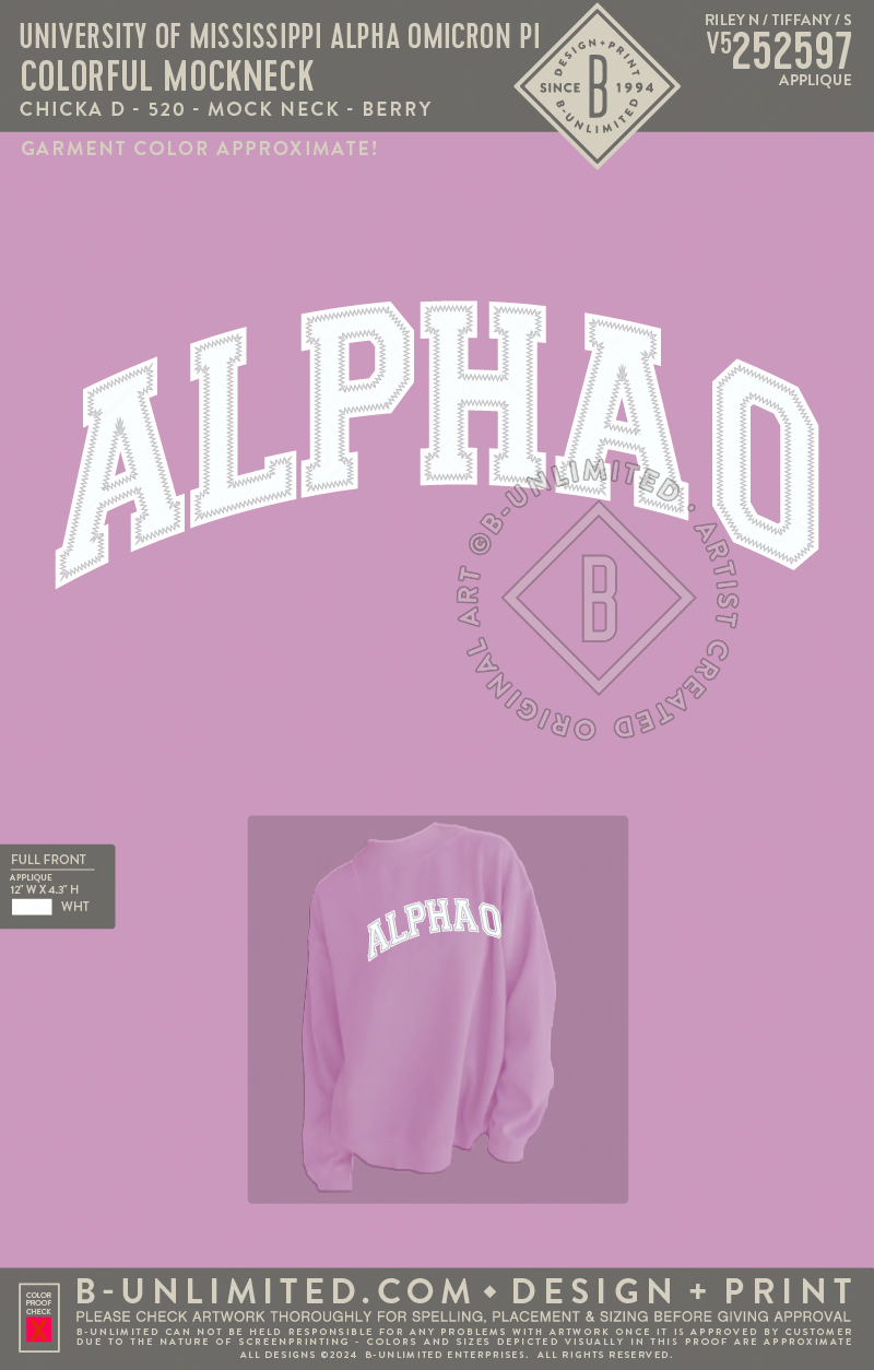 University of Mississippi Alpha Omicron Pi - Colorful Mockneck - Chick – B-Unlimited Custom ...