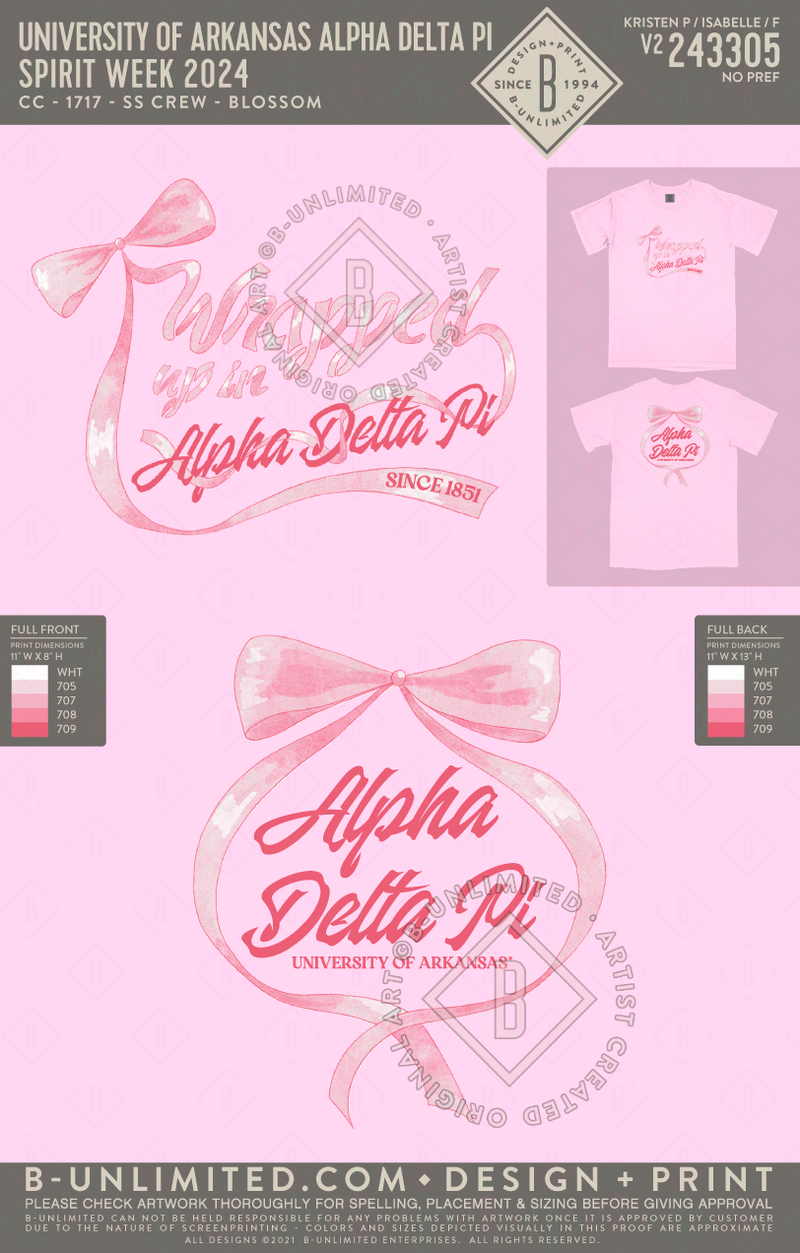 University of Arkansas Alpha Delta Pi – B-Unlimited Custom Apparel Shop