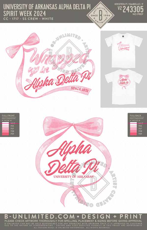 University of Arkansas Alpha Delta Pi – B-Unlimited Custom Apparel Shop