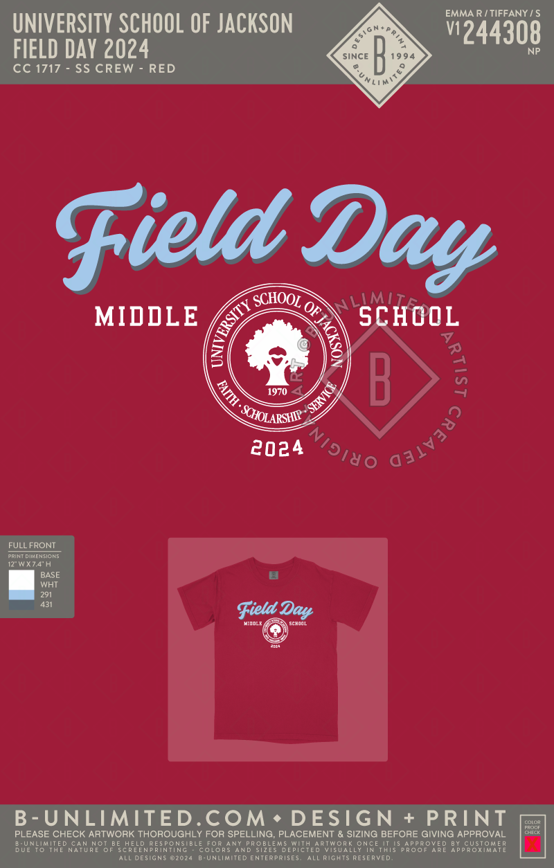 University School of Jackson – B-Unlimited Custom Apparel Shop