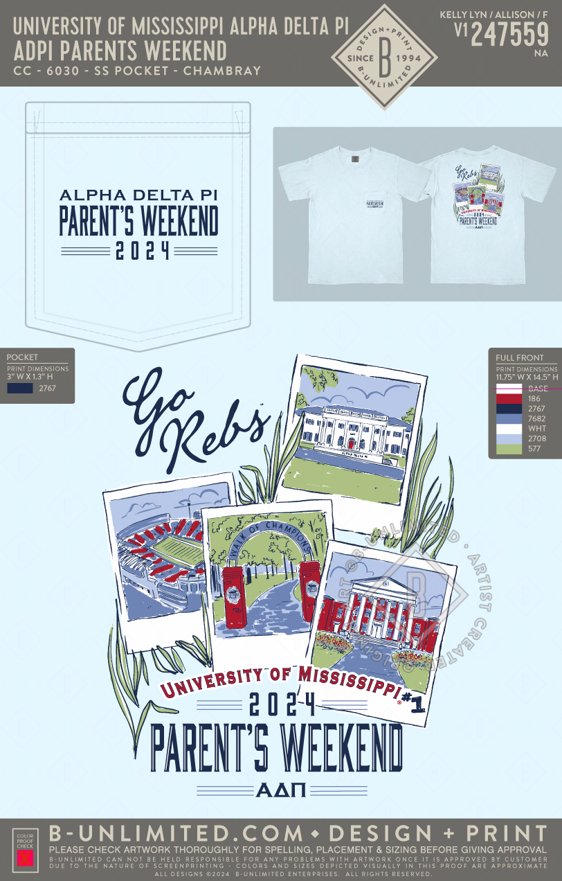 University of Mississippi Alpha Delta Pi - ADPI Parents Weekend - CC - – B-Unlimited Custom ...