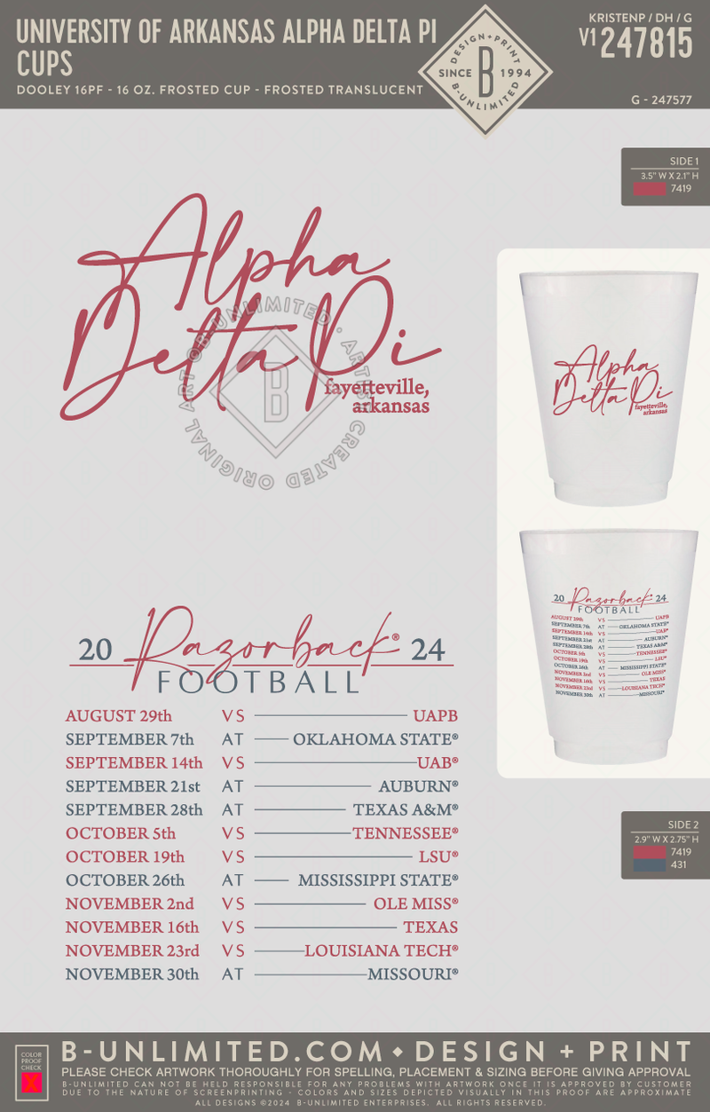 University of Arkansas Alpha Delta Pi – B-Unlimited Custom Apparel Shop