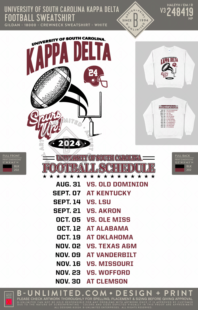 University of South Carolina Kappa Delta - Football sweatshirt - Gilda ...