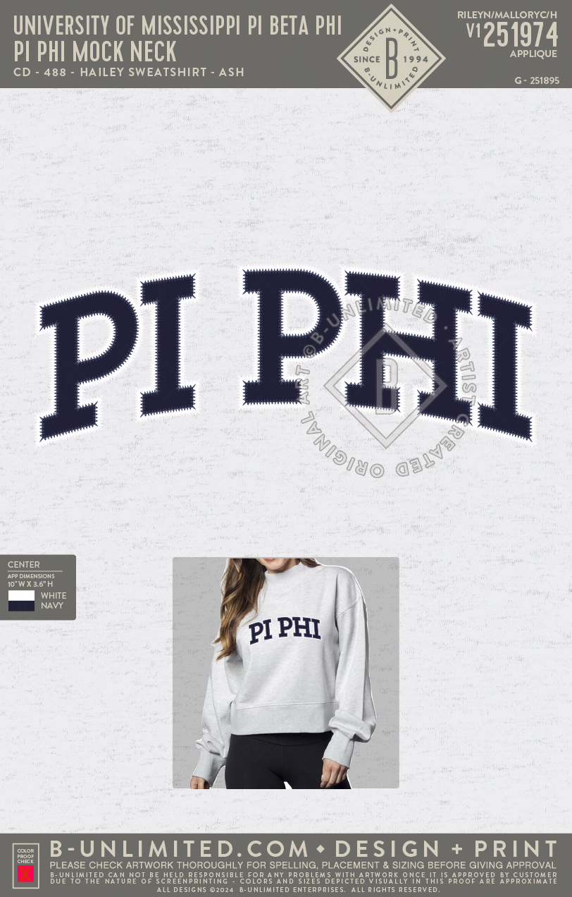 University of Mississippi Pi Beta Phi - Pi Phi Mock Neck - CD - 488 ...