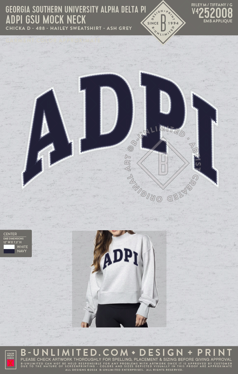 Georgia Southern University Alpha Delta Pi - ADPi GSU Mock Neck - CD ...