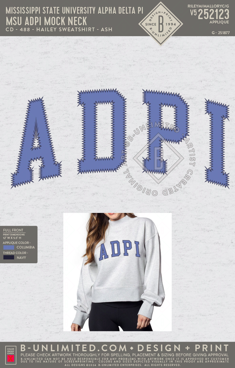 Mississippi State University Alpha Delta Pi - MSU ADPI Mock Neck - CD ...