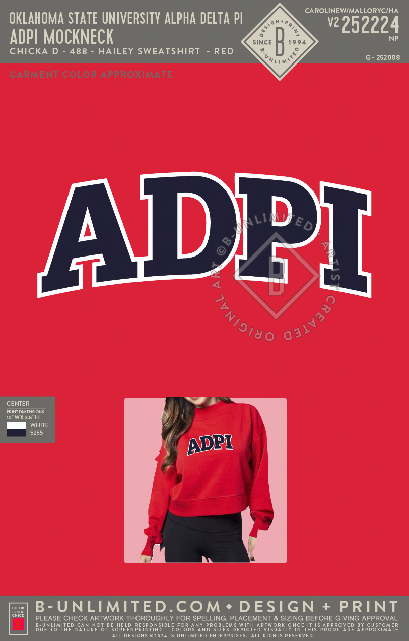 Oklahoma State University Alpha Delta Pi - ADPI Mockneck - CD - 488 ...