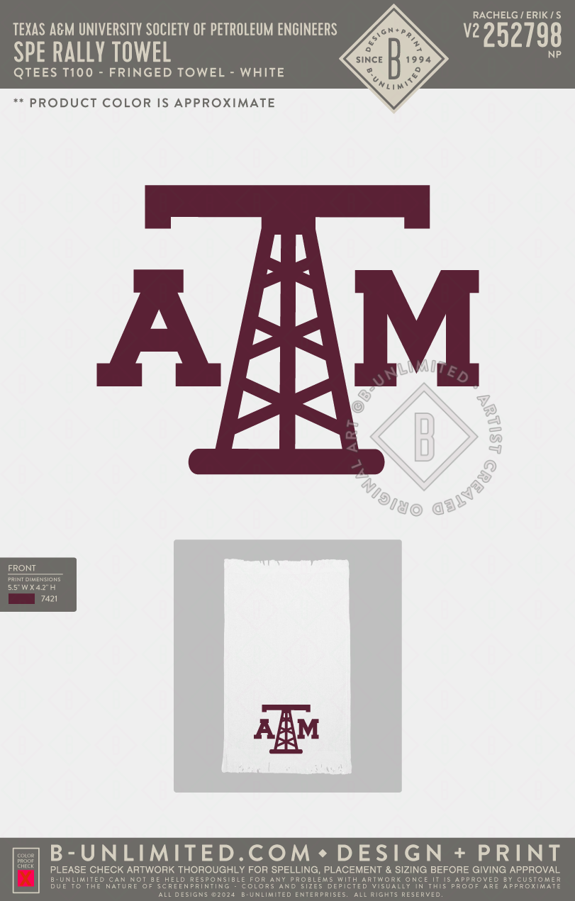 Texas A&M University Society of Petroleum Engineers - SPE Rally Towel ...