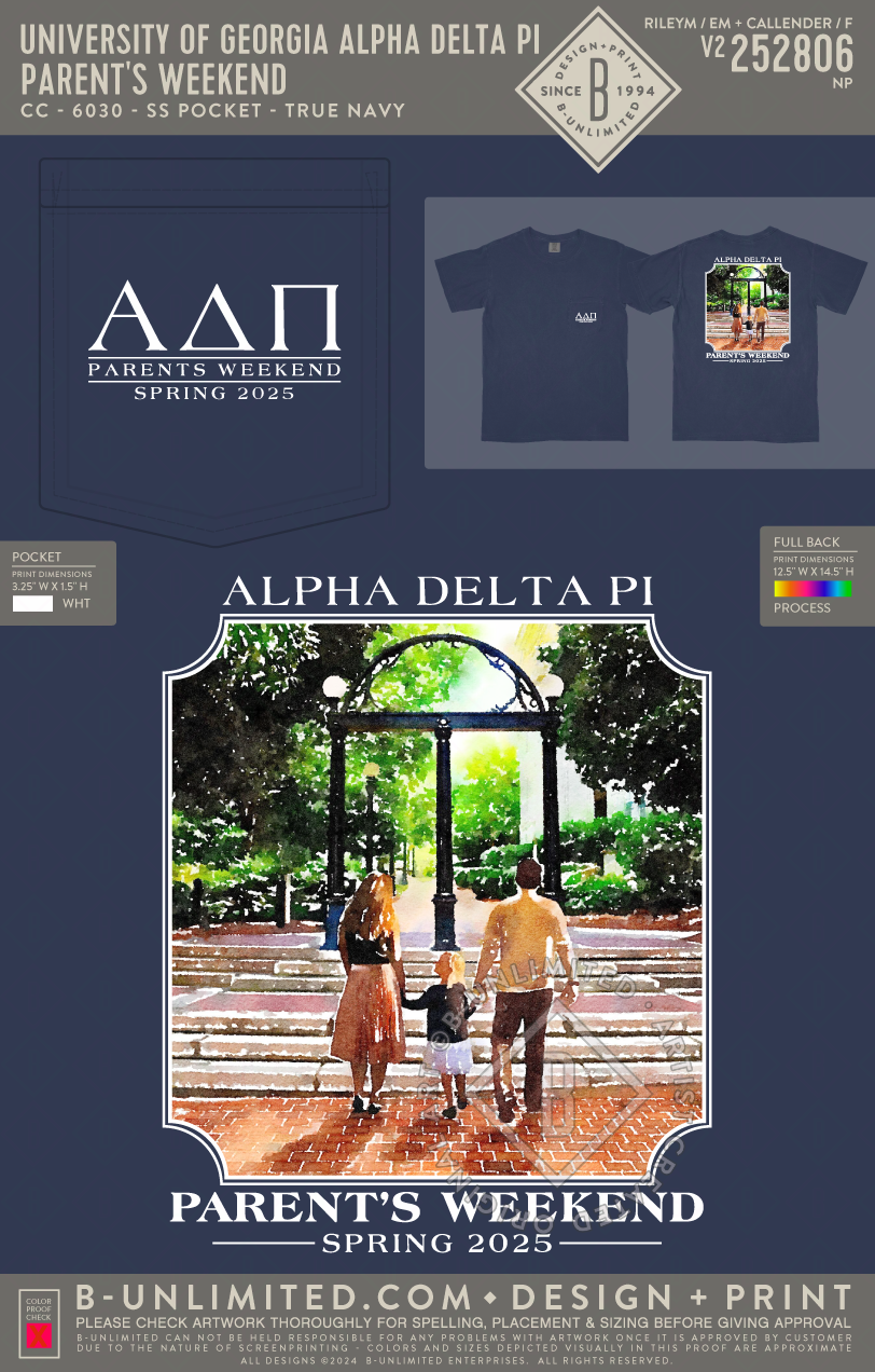 UGA ADPI - Parent's Weekend - CC - 6030 - SS Pocket - True Navy – B ...