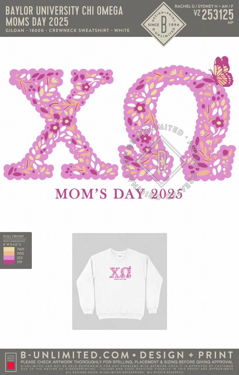 Baylor University Chi Omega - Moms Day 2025 - Gildan - 18000 - Crewnec ...