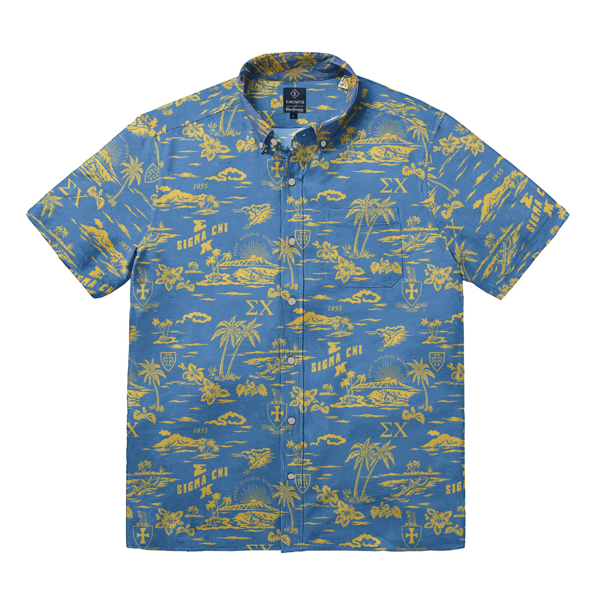 B-Greek - Sigma Chi Hawaiian Print Button Down Shirt – B-Unlimited ...