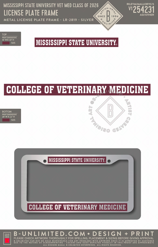 Mississippi State University Vet Med Class of 2026 – B-Unlimited Custom ...