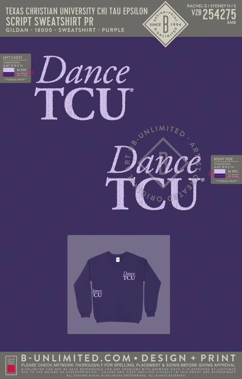 Texas Christian University Chi Tau Epsilon - Script Sweatshirt PR - Gi ...