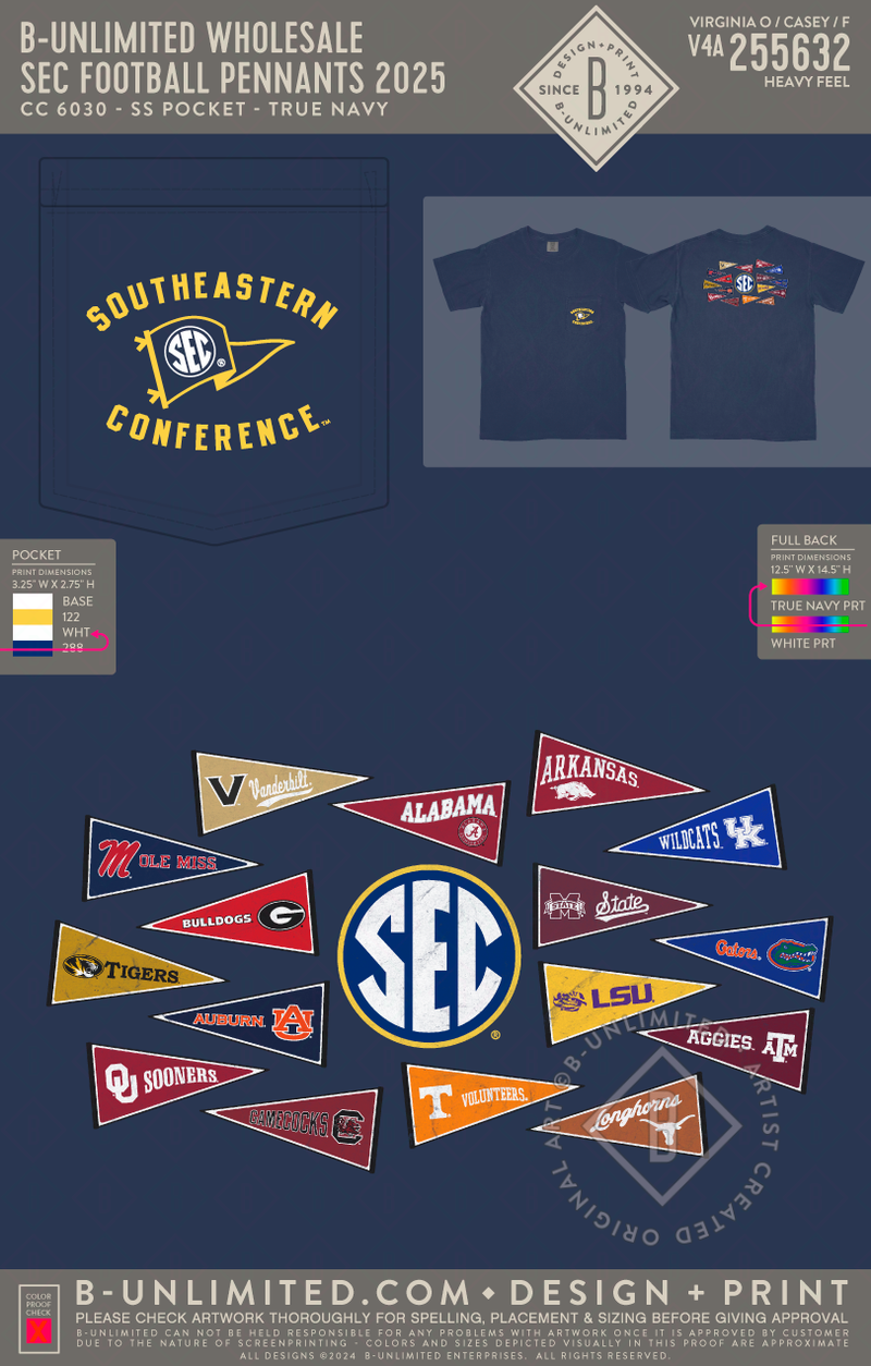 B-Unlimited Wholesale - SEC Football Pennants 2025 - CC - 6030 - SS Po ...