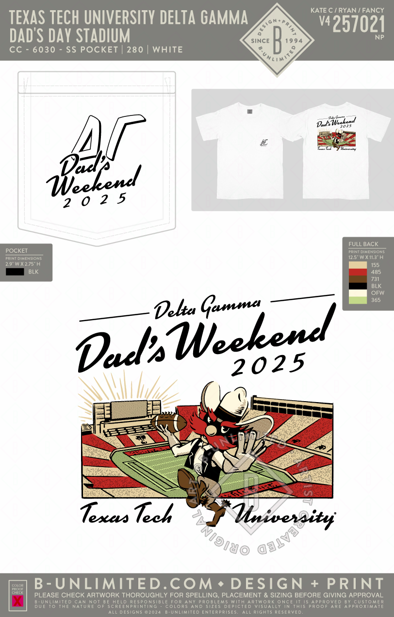 Texas Tech University Delta Gamma - Dad's Day Stadium - CC - 6030 - SS ...