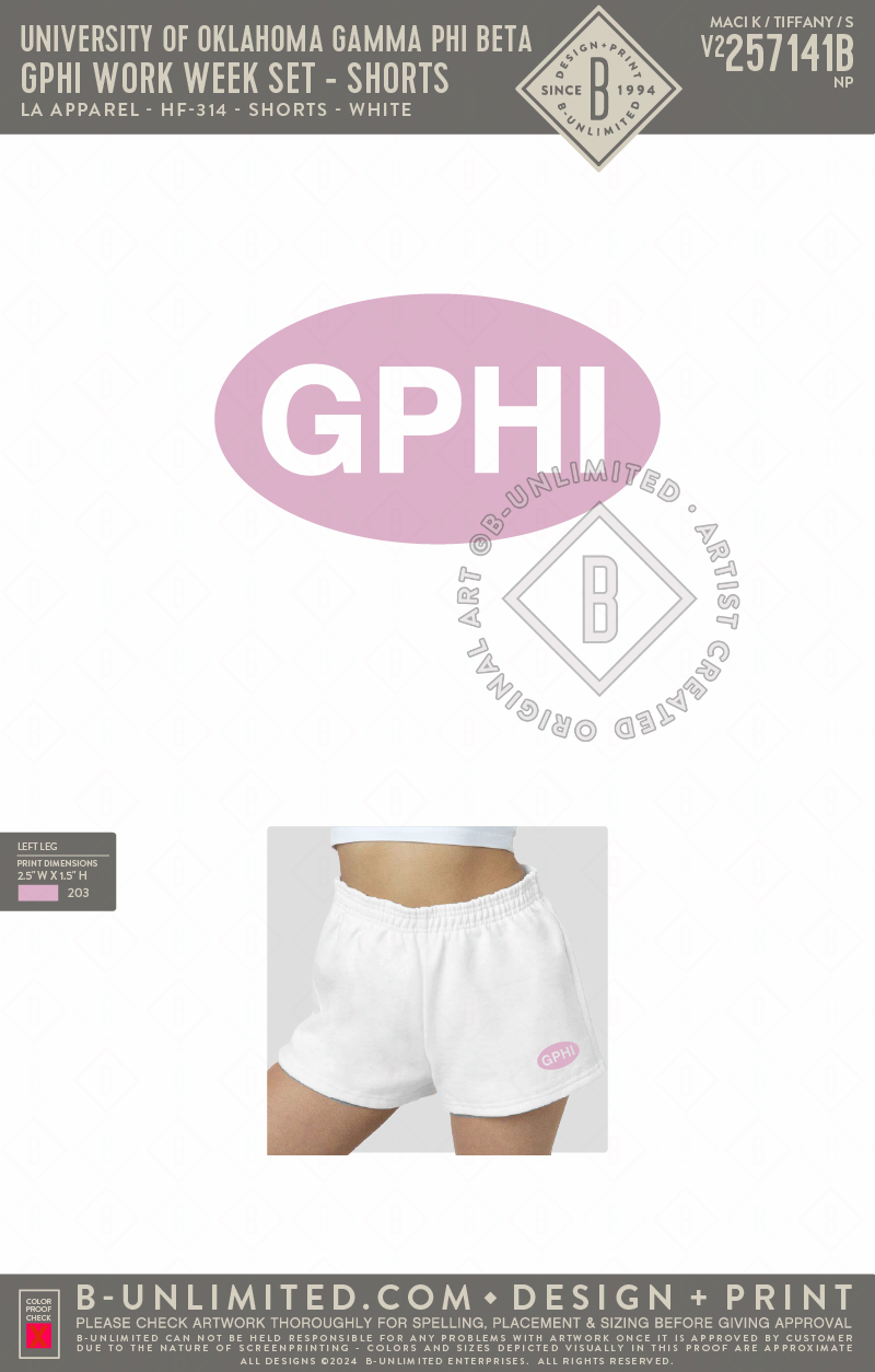 University of Oklahoma Gamma Phi Beta - GPHI Work Week Set - Shorts ...