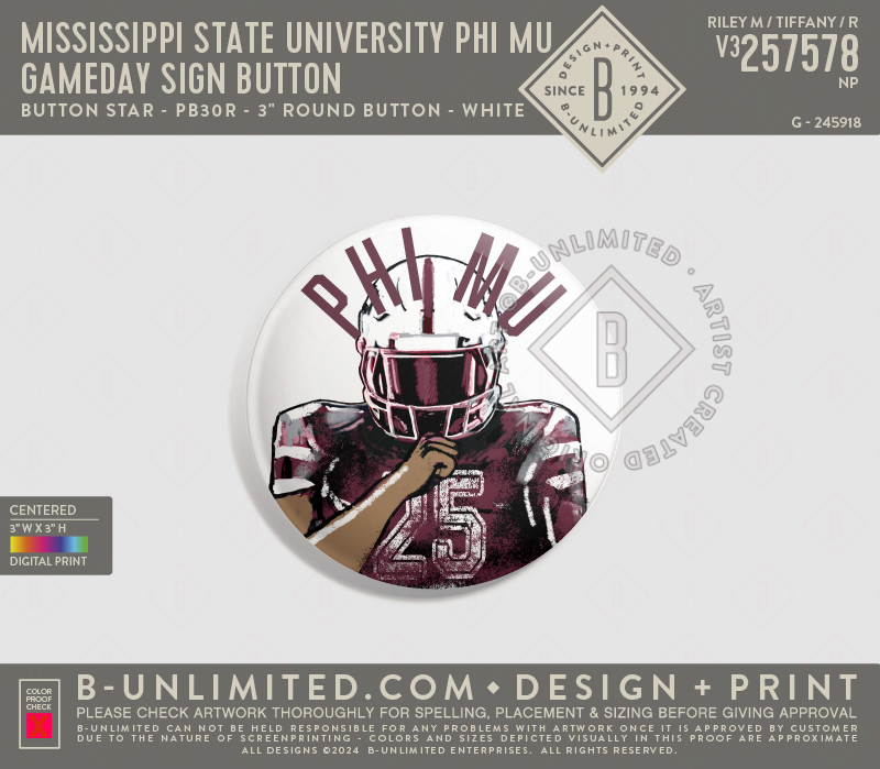 Mississippi State University Phi Mu - Gameday sign button - Button Sta ...