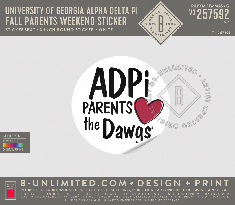 UGA ADPI - Fall Parents Weekend Sticker - Stickerbeat - 551940598 - 3 ...