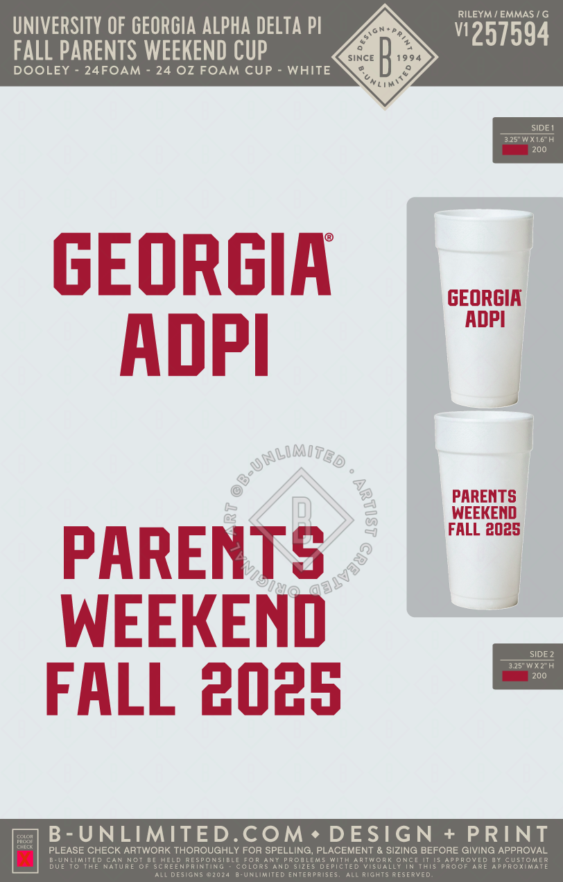 UGA ADPI - Fall Parents Weekend Cup - Dooley - 24FOAM - 24 oz Foam Cup ...