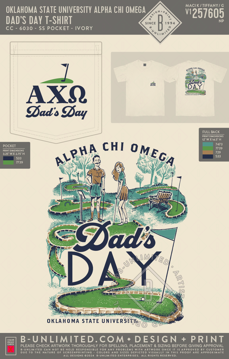 Oklahoma State University Alpha Chi Omega - Dad's Day T-shirt - CC - 6 ...