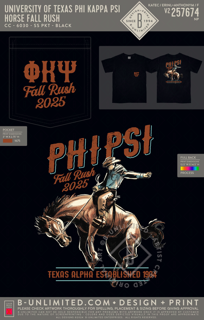 University of Texas Phi Kappa Psi - Horse Fall Rush - CC - 6030 - SS P – B-Unlimited Custom ...