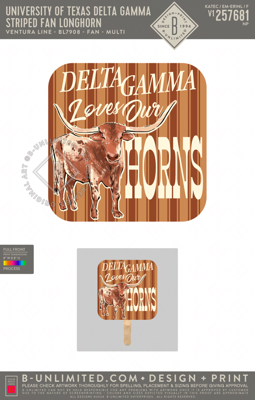 University of Texas Delta Gamma - Striped Fan Longhorn - Ventura Line ...