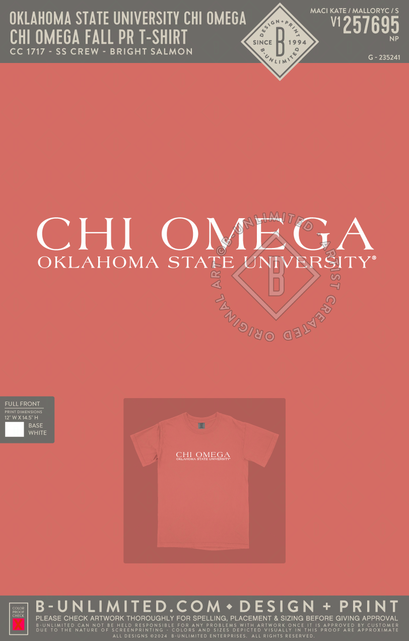 Oklahoma State University Chi Omega - Chi Omega Fall PR T-shirt - CC ...