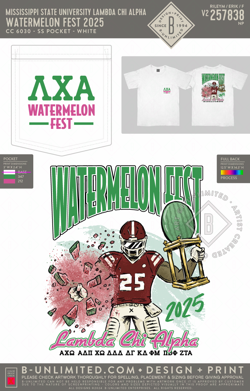 Mississippi State University Lambda Chi Alpha - Watermelon Fest 2025 - – B-Unlimited Custom ...