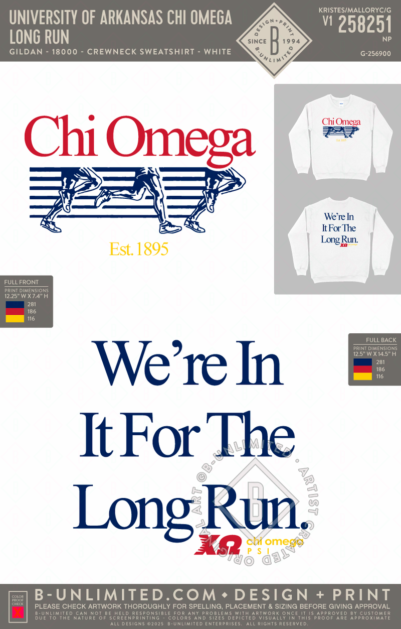 University of Arkansas Chi Omega - Long Run (EOY25) - Gildan - 18000 - – B-Unlimited Custom ...