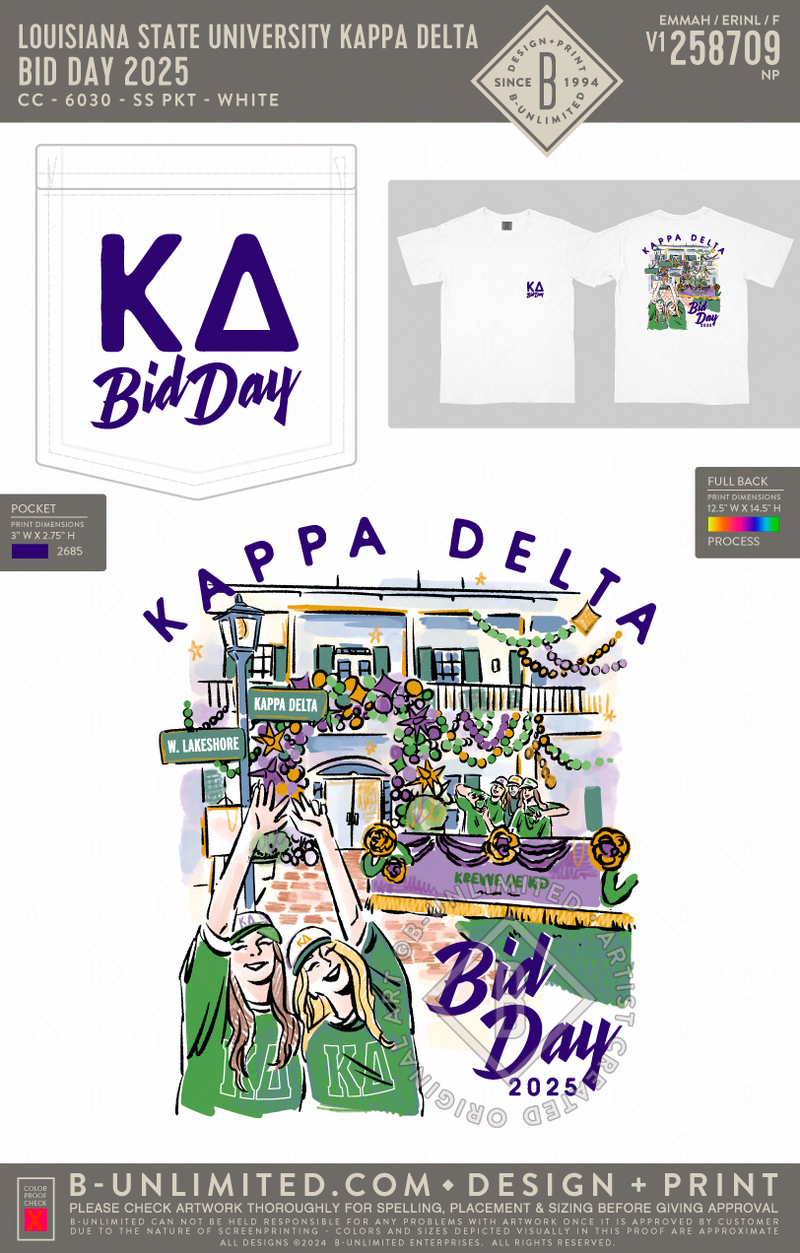 Louisiana State University Kappa Delta – B-Unlimited Custom Apparel Shop