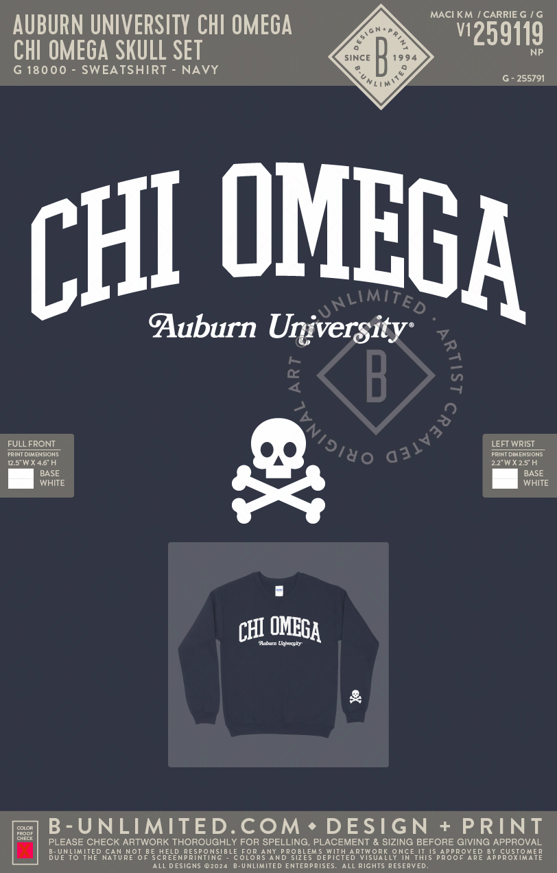Auburn University Chi Omega - Chi Omega Skull Set - Gildan - 18000 - C ...