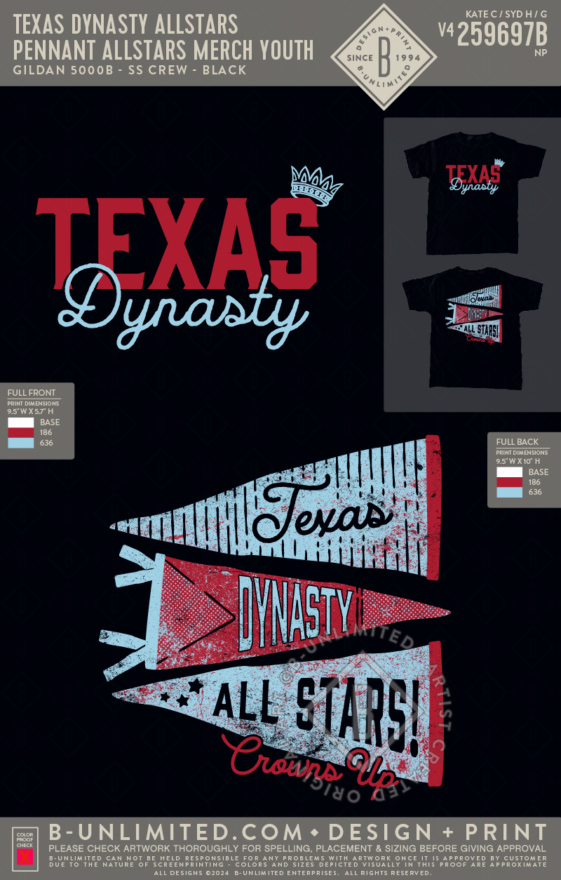 Texas Dynasty Allstars - Pennant Allstars Merch Youth - Gildan - 5000B ...