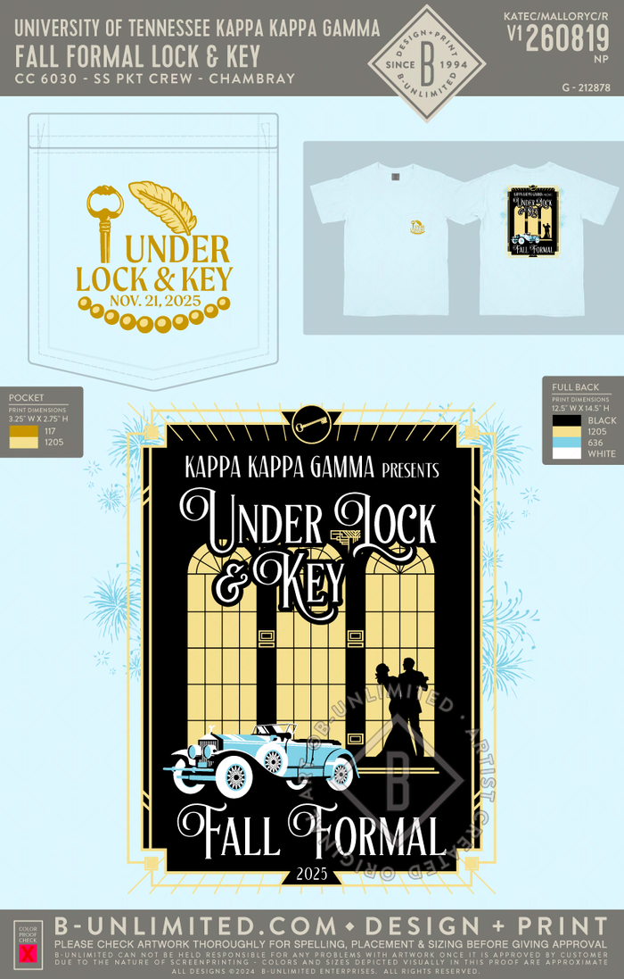 University of Tennessee Kappa Kappa Gamma - Fall Formal Lock & Key - C ...