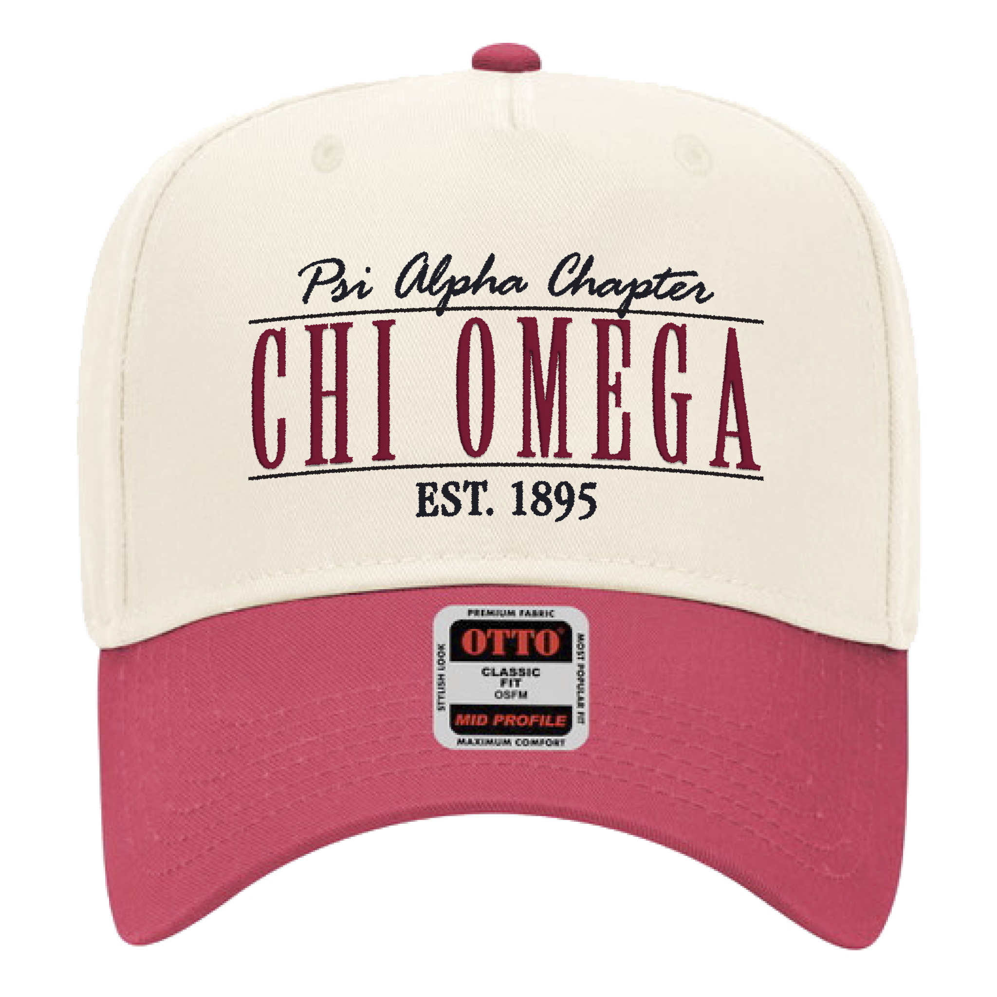 Chi Omega PR Two-Tone Hat Design – B-Unlimited Custom Apparel Shop