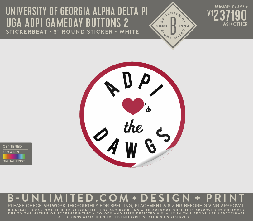 UGA ADPI - UGA ADPI Gameday Buttons 2 - Stickerbeat - 551940598 - 3 in ...