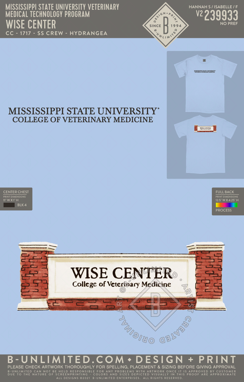 Mississippi State University Veterinary Medical Technology Program – B-Unlimited Custom Apparel Shop