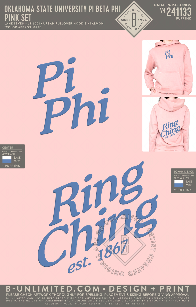 Oklahoma State University Pi Beta Phi - Pink Set - Lane Seven - LS1600 ...