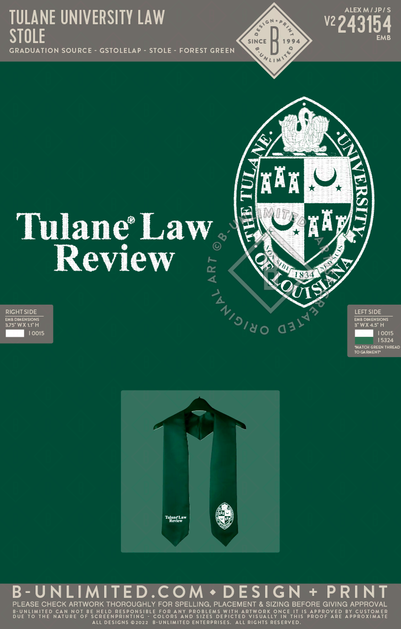 Tulane University Law – B-Unlimited Custom Apparel Shop